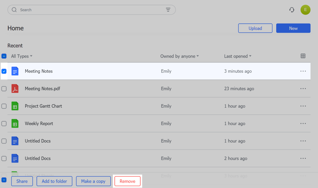 Delete files or folders